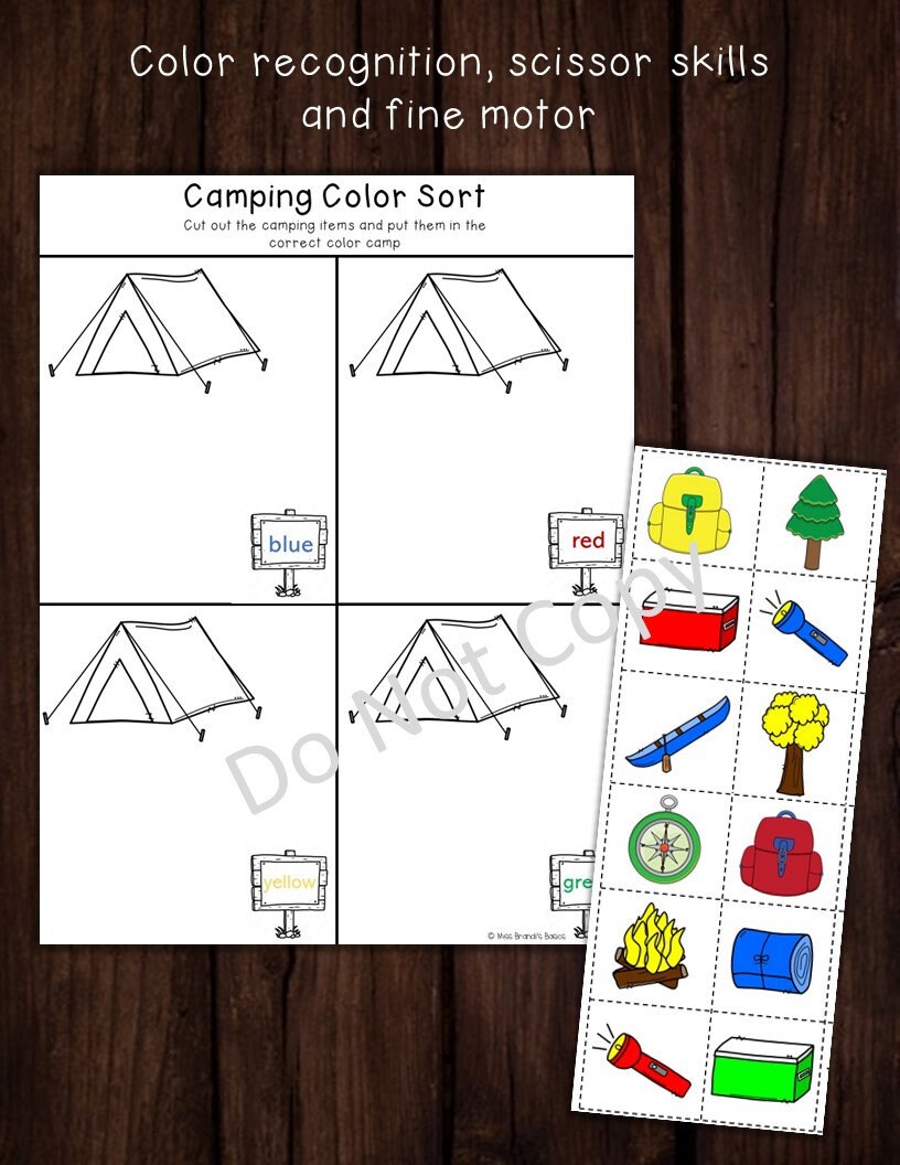 Preschool Camping Themed Worksheets Digital Download - Etsy