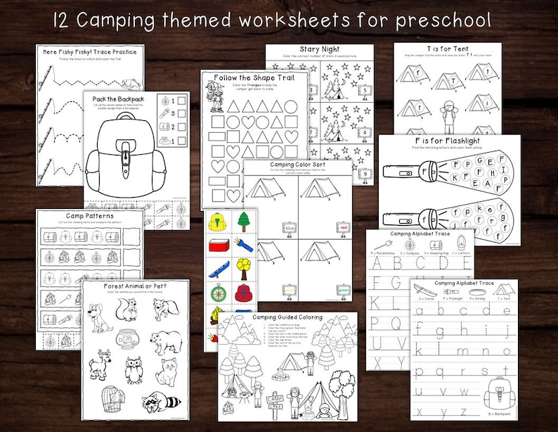 Preschool Camping Themed Worksheets Digital Download - Etsy