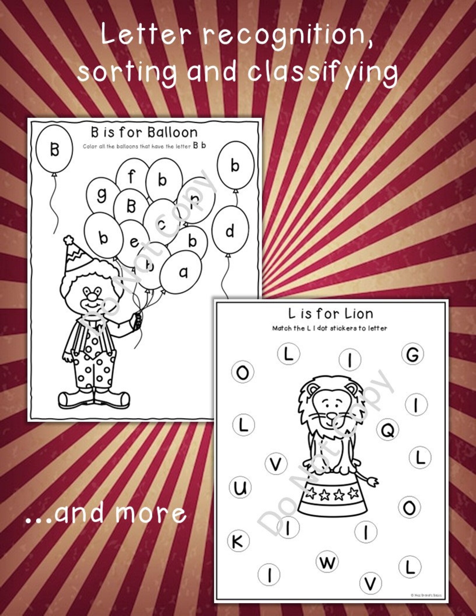 Preschool Circus Themed Worksheets Digital Download - Etsy