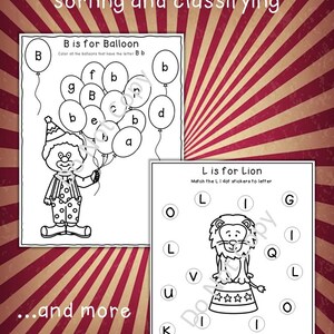 Preschool Circus Themed Worksheets Digital Download - Etsy