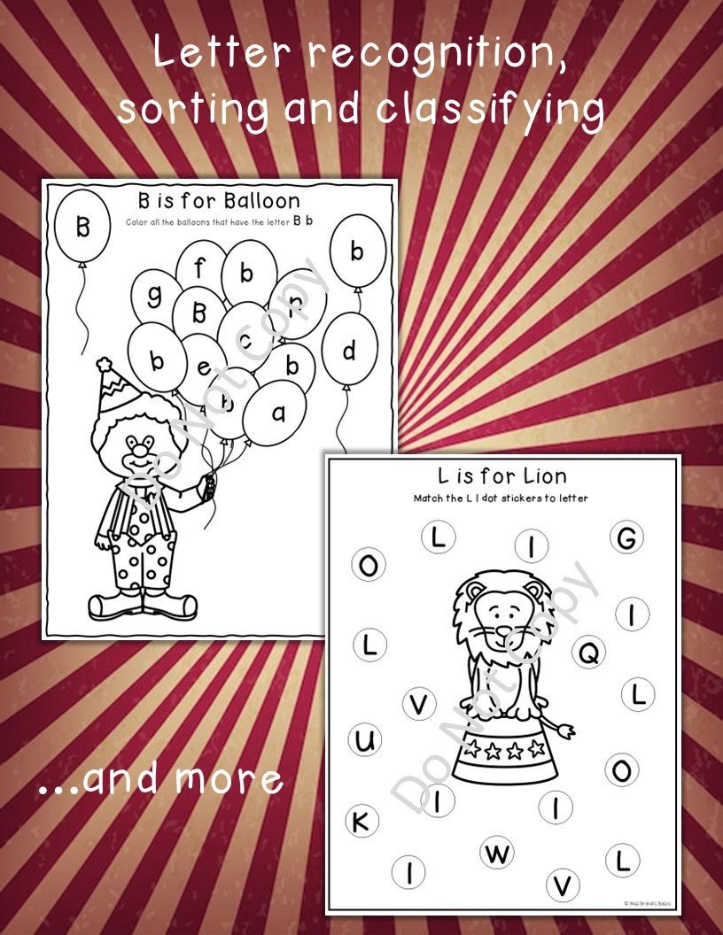 Preschool Circus Themed Worksheets Digital Download - Etsy