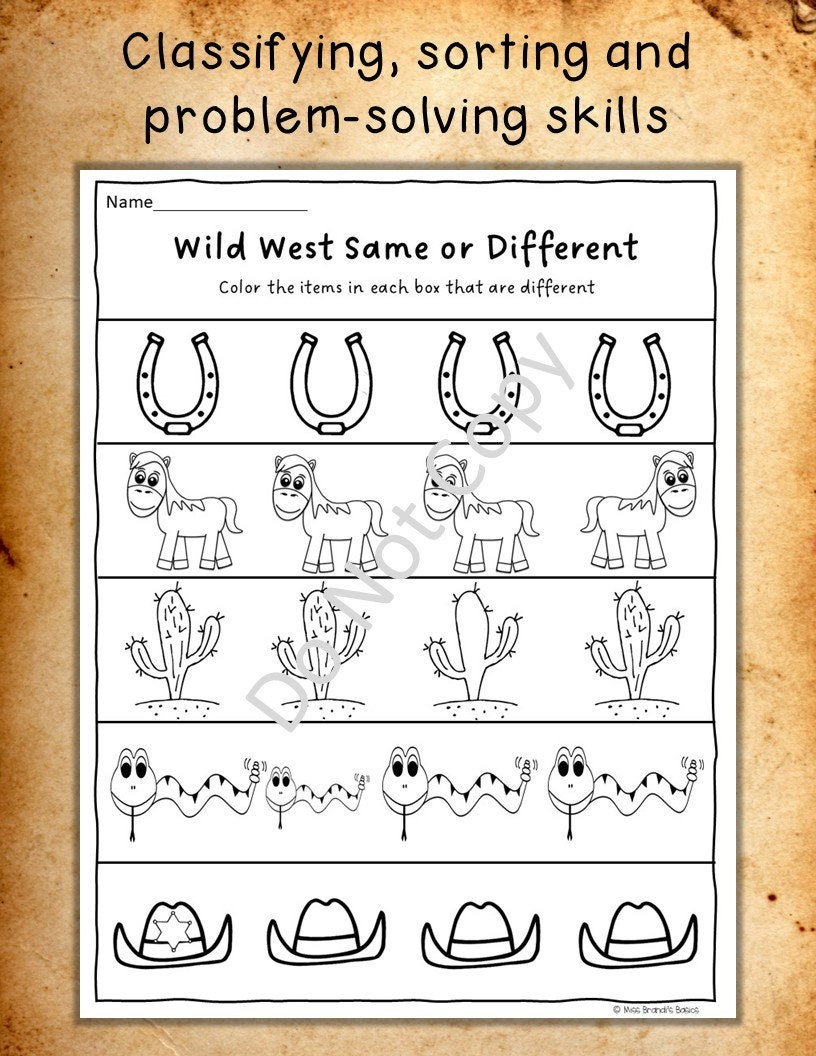 Preschool Wild West Themed Worksheets Digital Download - Etsy