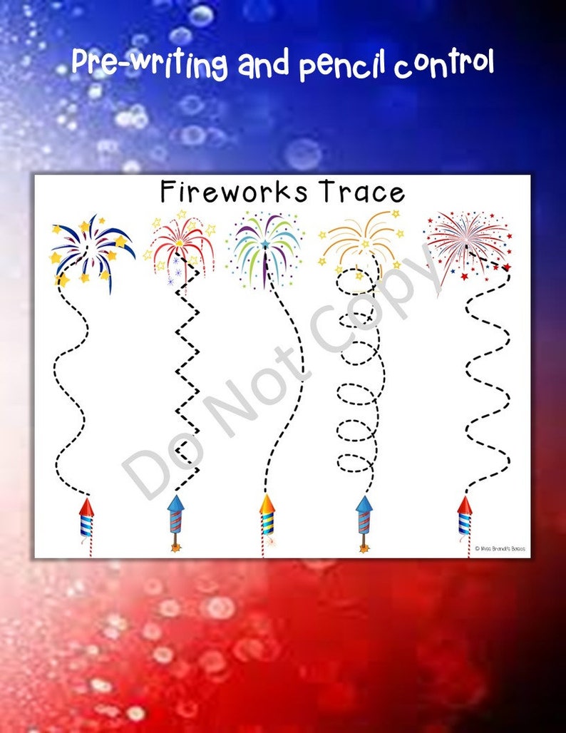 4th of July Themed Preschool Worksheets - Etsy