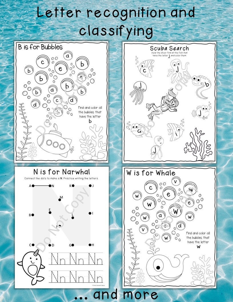 Preschool Under the Sea Themed Worksheets Digital Download - Etsy