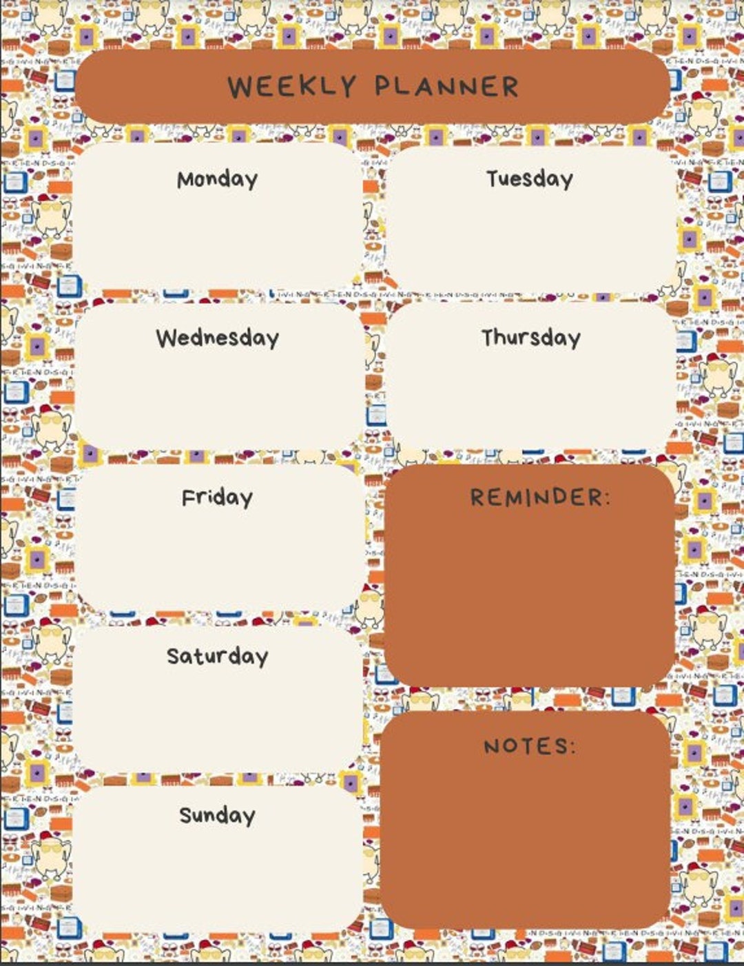 Friends Printable Weekly Planner - Etsy