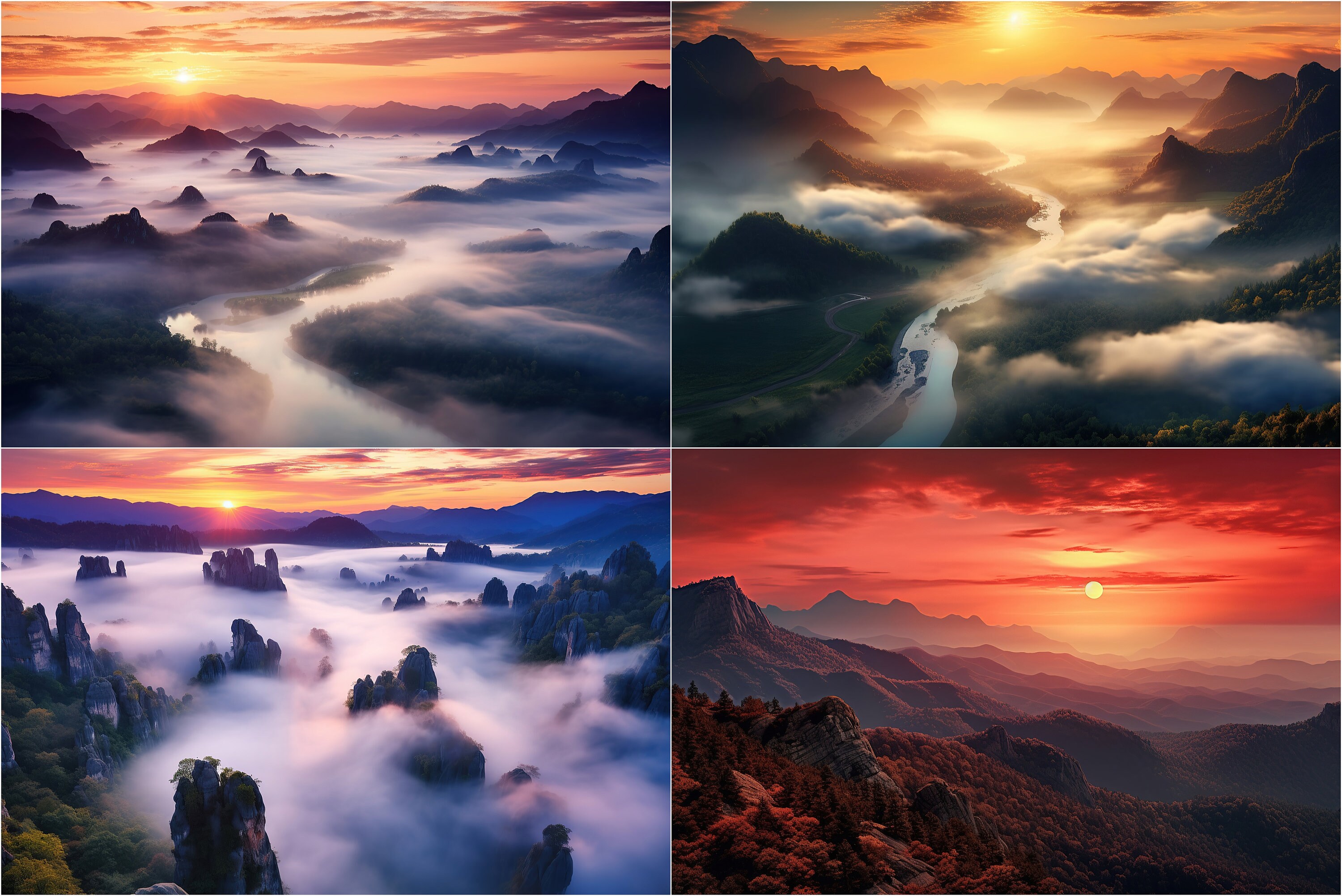 Mountain Sunset Bundle 24 Landscapes Mountain Sunset Scenery Nature ...