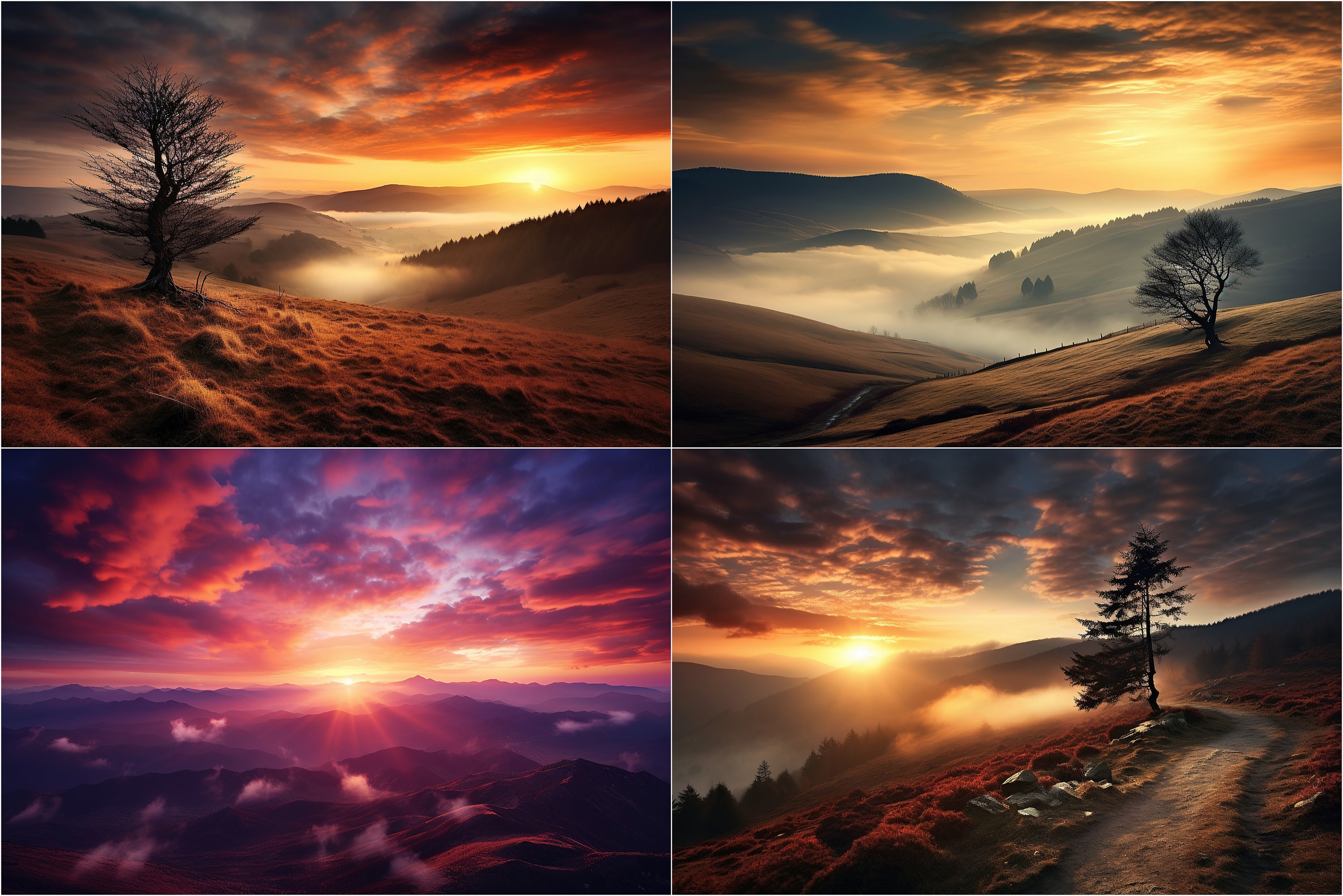 Mountain Sunset Bundle 24 Landscapes Mountain Sunset Scenery Nature ...