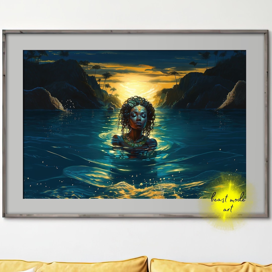 Orisha Painting, Yemaya Art PNG, African Ocean Water Goddess, Black ...