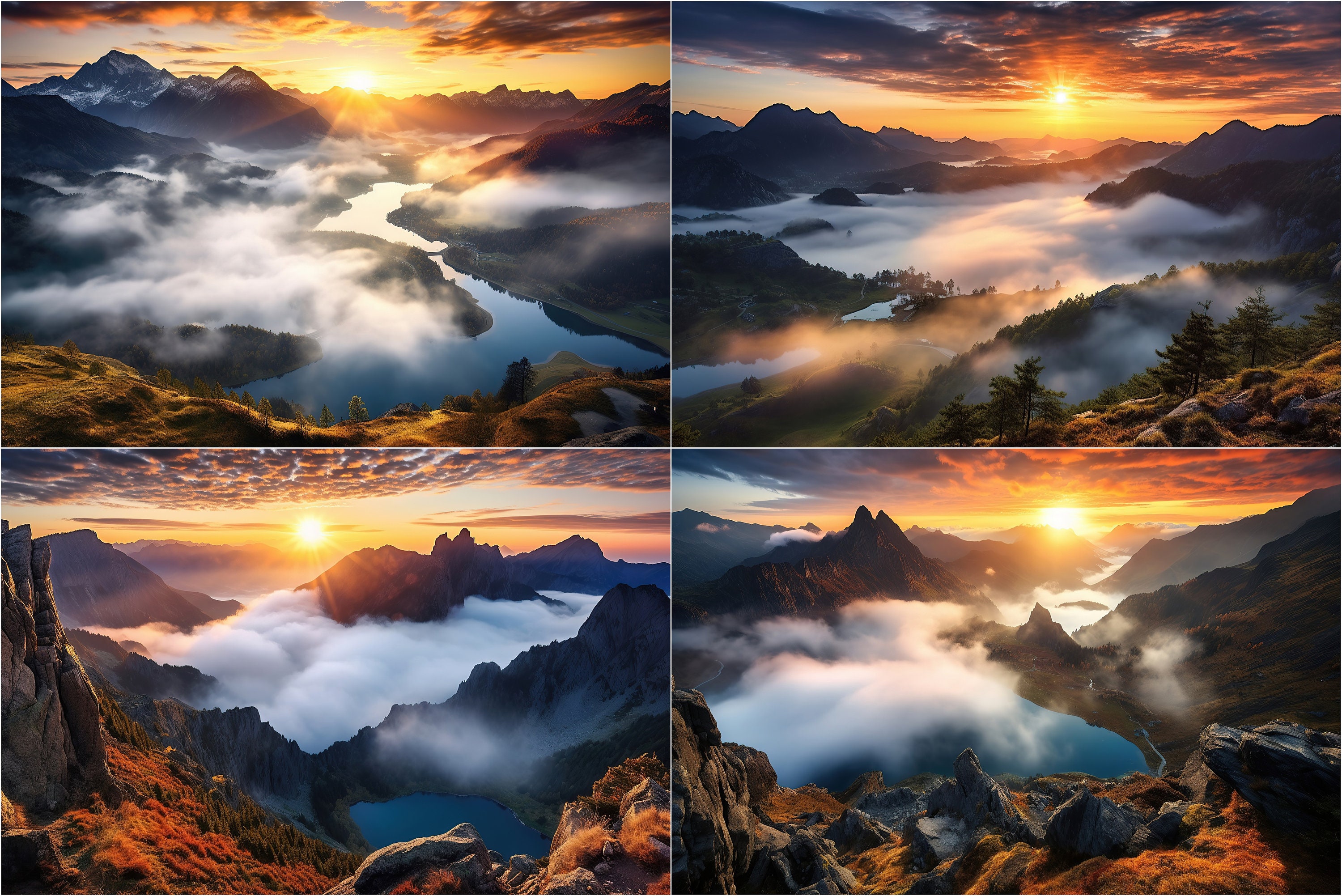 Mountain Sunset Bundle 24 Landscapes Mountain Sunset Scenery Nature ...