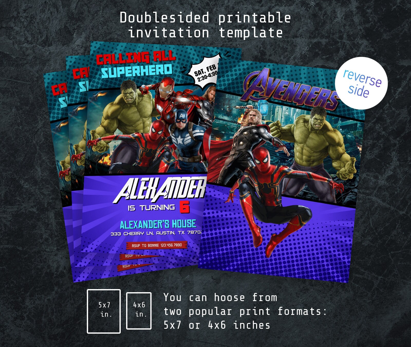 Avengers Invitation, Editable Invitation, Printable Boy Birthday Invite ...