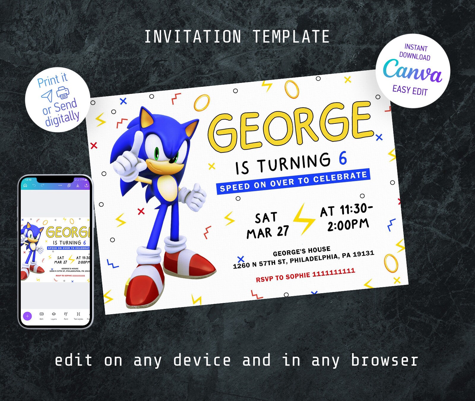 Printable Birthday Invitation, Gamer Invitation, Editable Invite ...