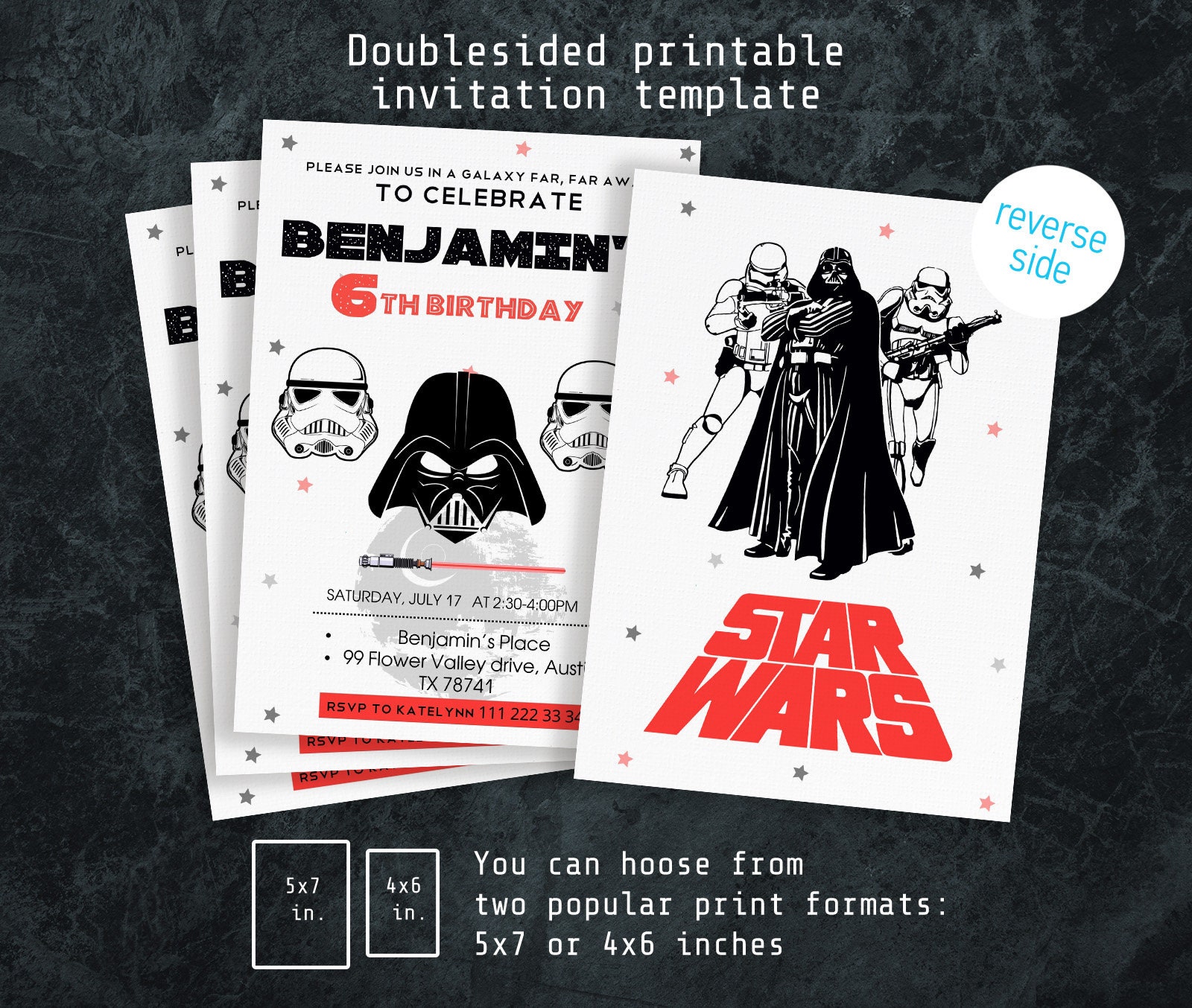 Editable Invitation, Printable Birthday Invite, Instant Download, Wars ...