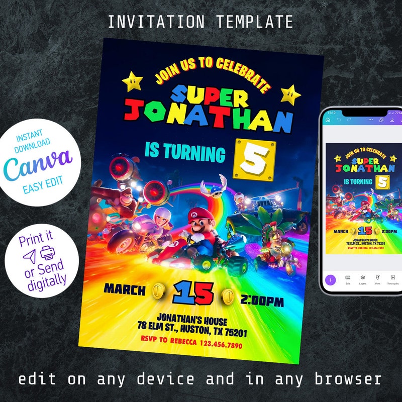 Nintendo Invitation - Etsy