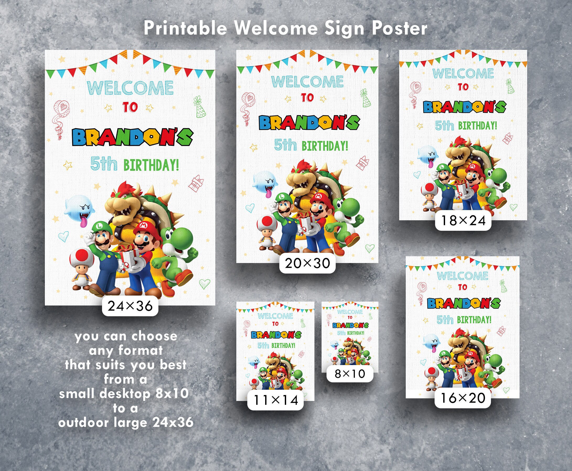 Mario Printable Welcome Sign Template, Super Birthday Party Welcome in ...