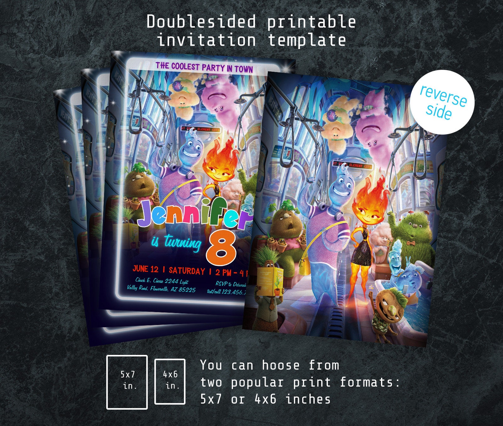 Elemental Printable Birthday Party Invite Digital Template - Etsy