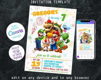 Printable Smash Bros Invitation, Fighting Birthday Invite, Editable ...