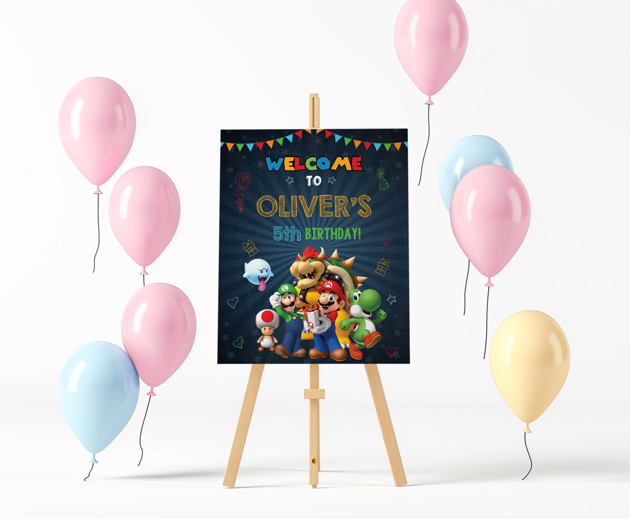 Mario Printable Welcome Sign Template, Super Birthday Party Welcome in ...