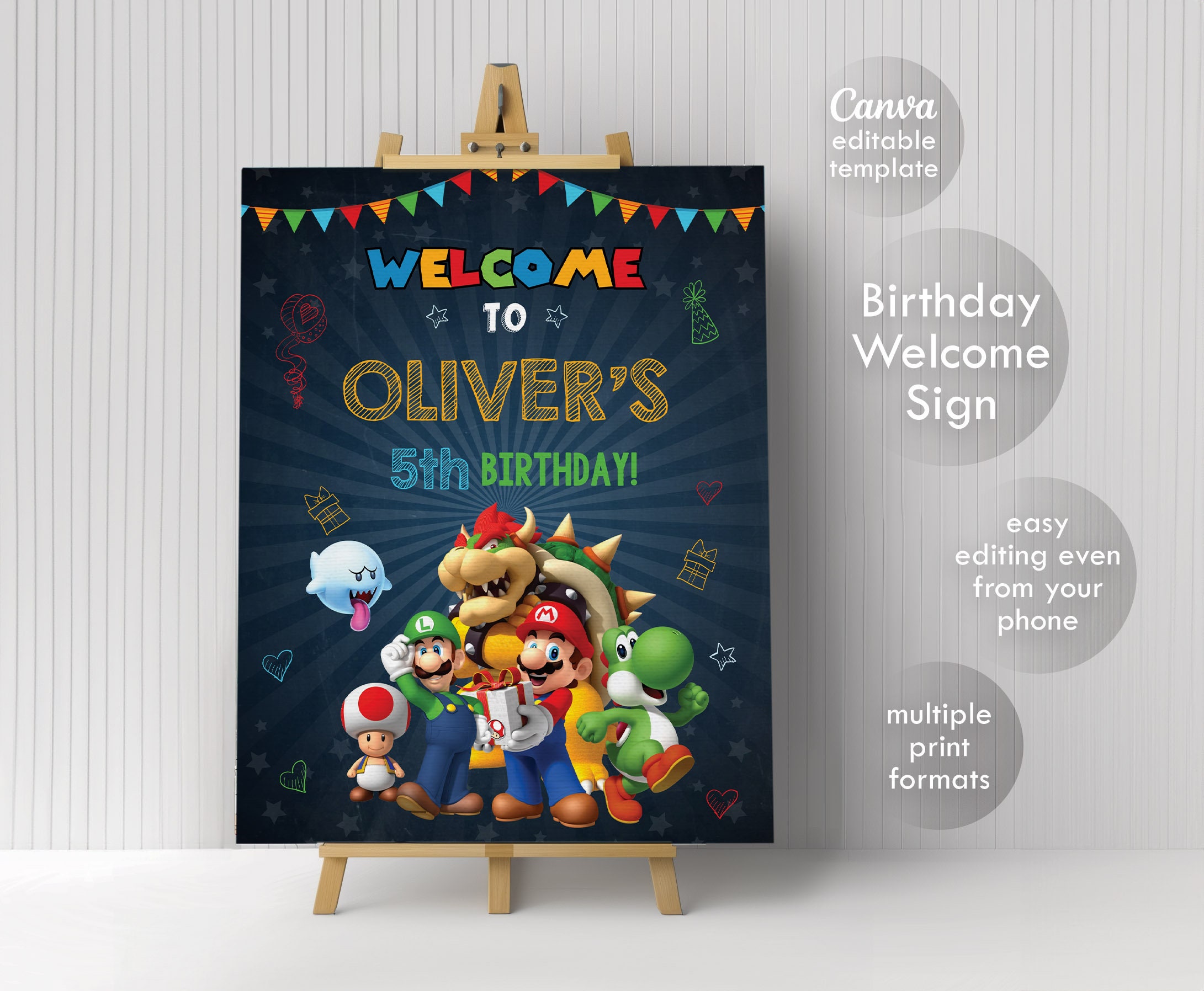Mario Printable Welcome Sign Template, Super Birthday Party Welcome in ...