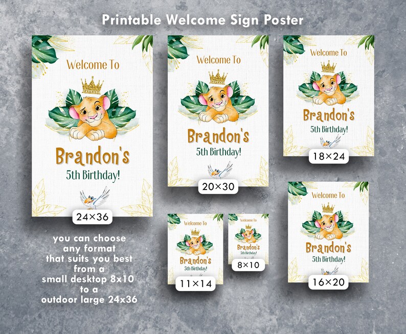 Simba Printable Welcome Sign Template, Lion King Birthday Party Welcome ...