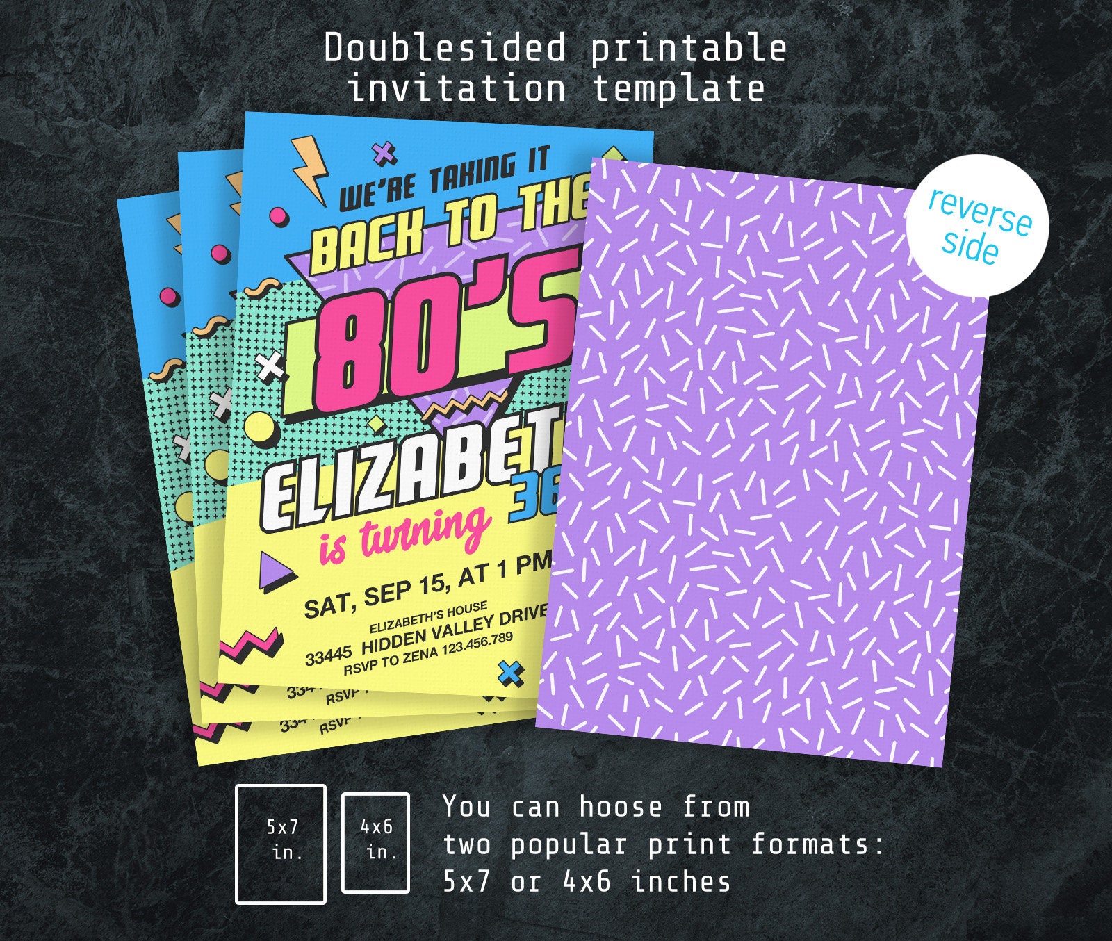 Printable Editable 80th Party Invitation, Eightieth Birthday Invite ...