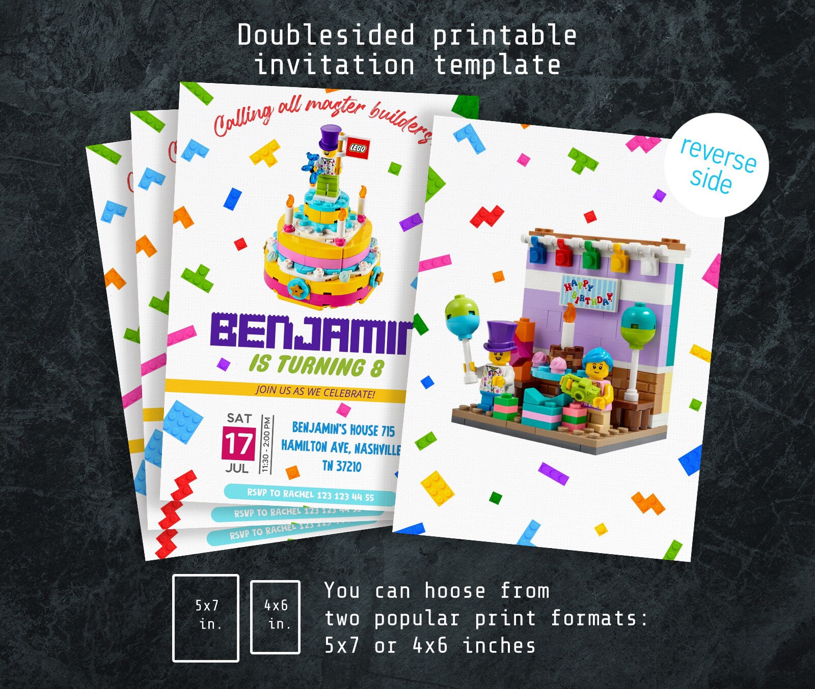 Building Blocks Birthday Invitation, Construction Birthday Invitation ...