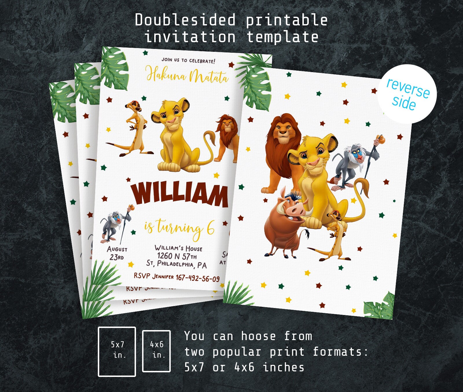 Lion King Birthday Invitation, Simba Invite, Printable Editable Party ...