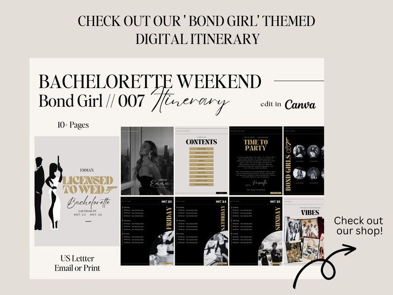 Bond Girl Bachelorette Welcome Sign: Editable 007 Theme (digital ...