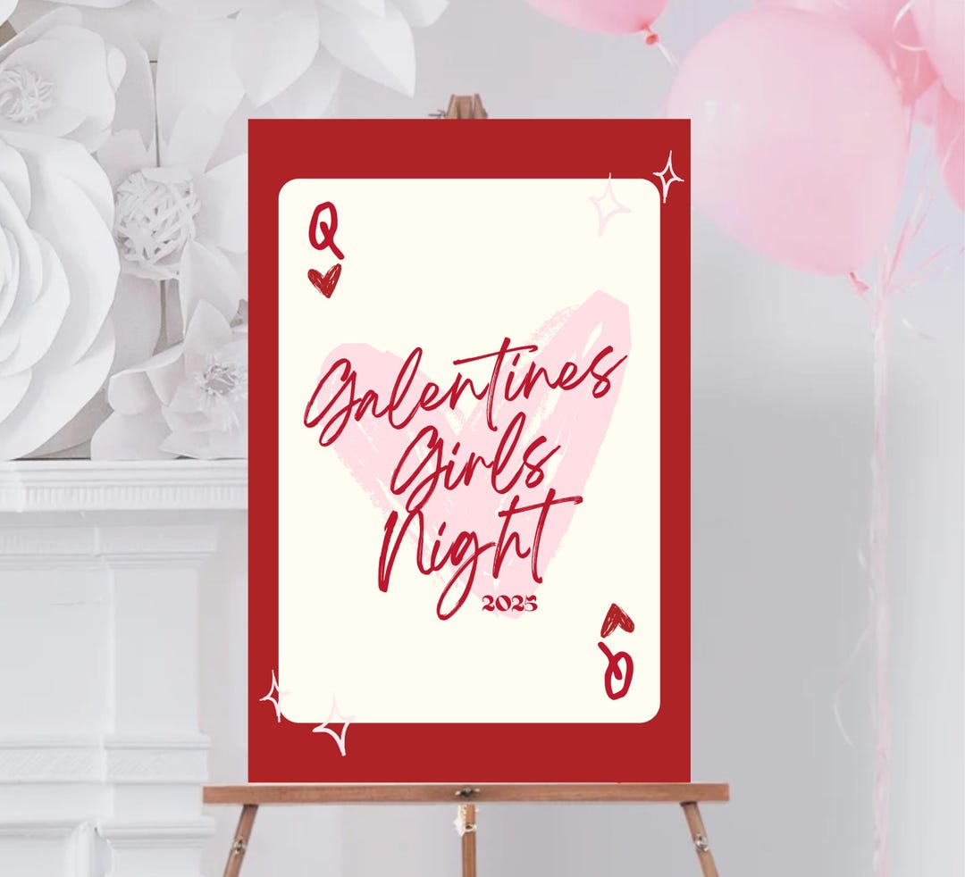 Galentine's Day Party Poster: Girls Night Welcome Sign (digital ...