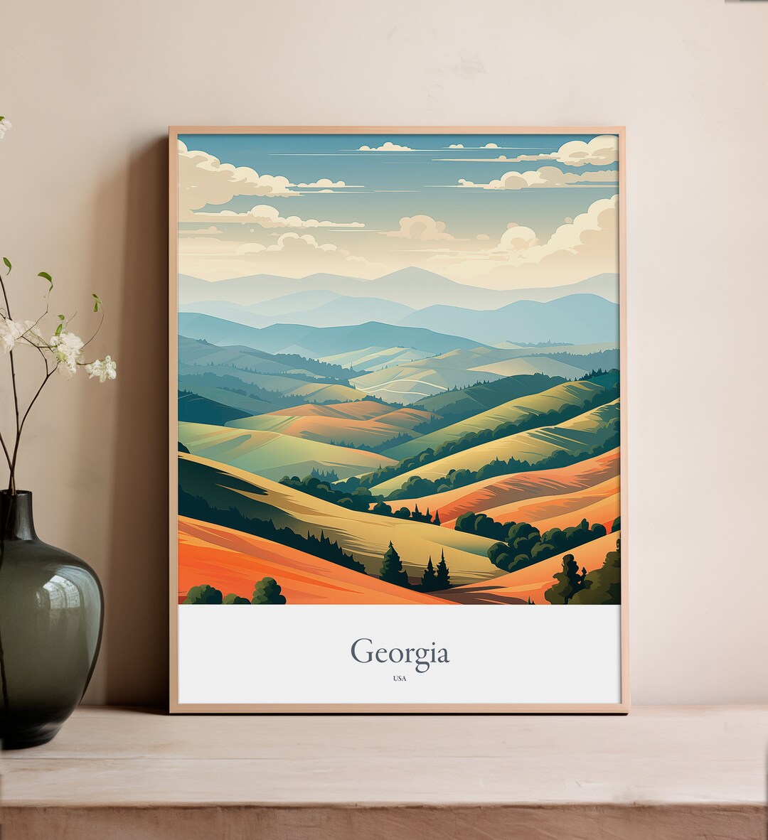 Georgia Print Georgia Poster Georgia Gift USA Souvenir Georgia Wall Art ...