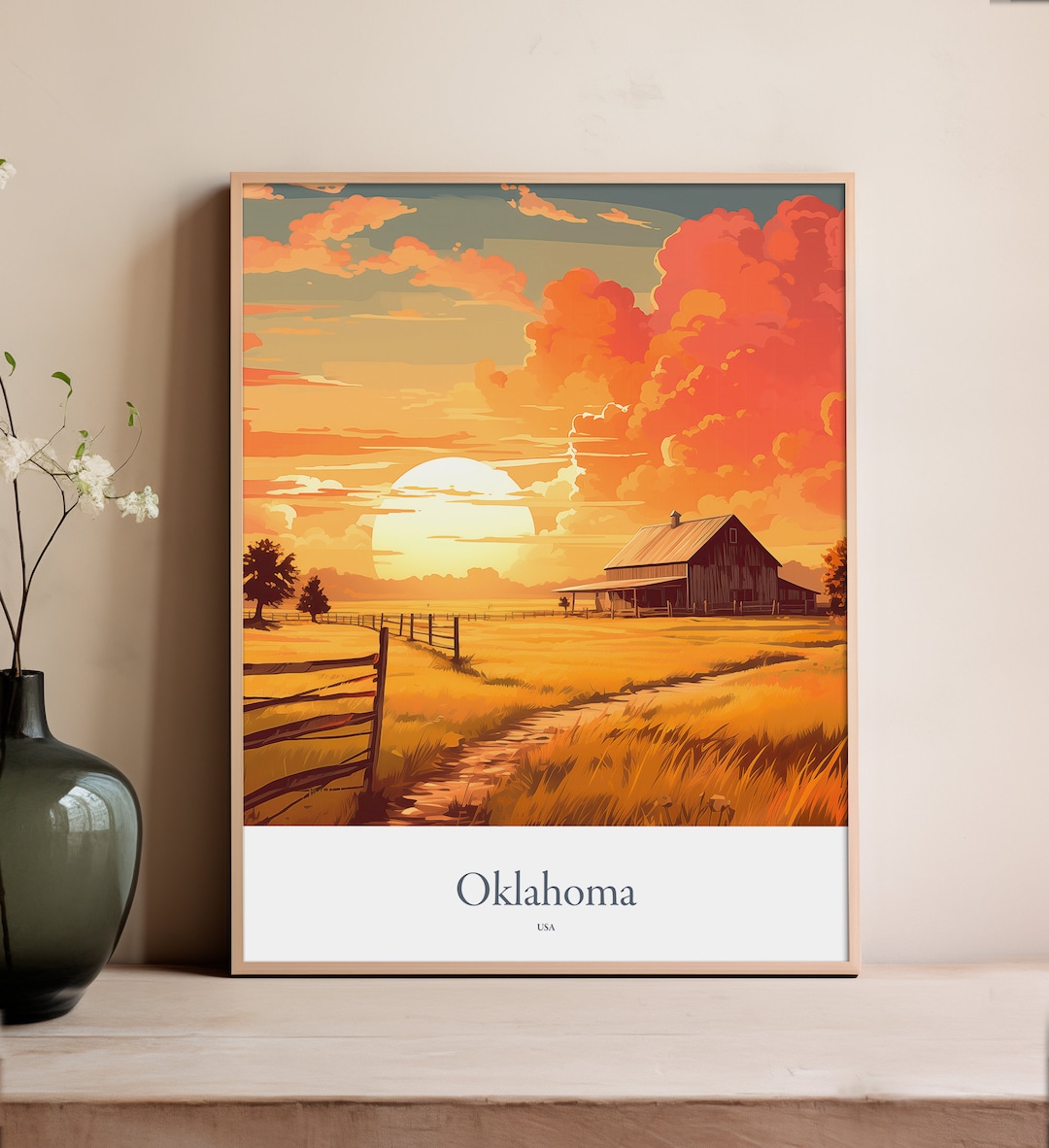 Oklahoma Print Oklahoma Poster Oklahoma Gift USA Souvenir Oklahoma Wall ...