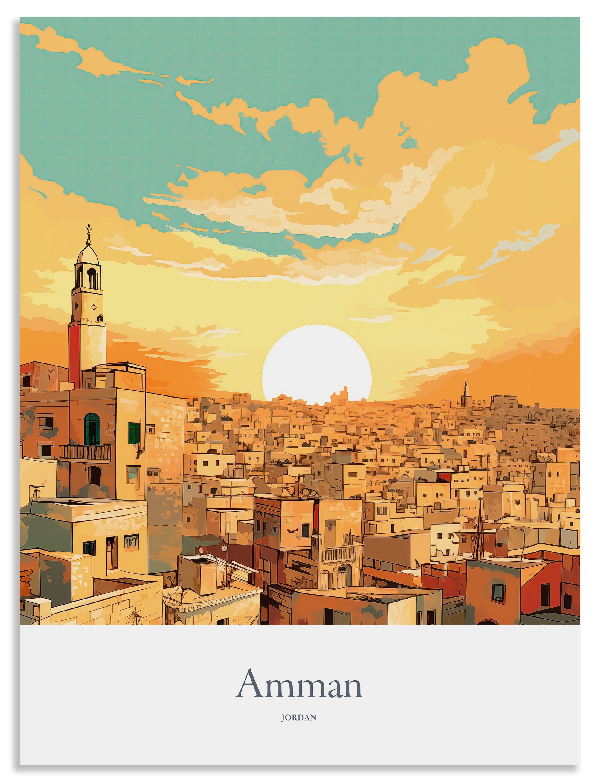 Amman Print Amman Poster Amman Gift Jordan Souvenir Amman Wall Art Amman Travel Poster - Etsy