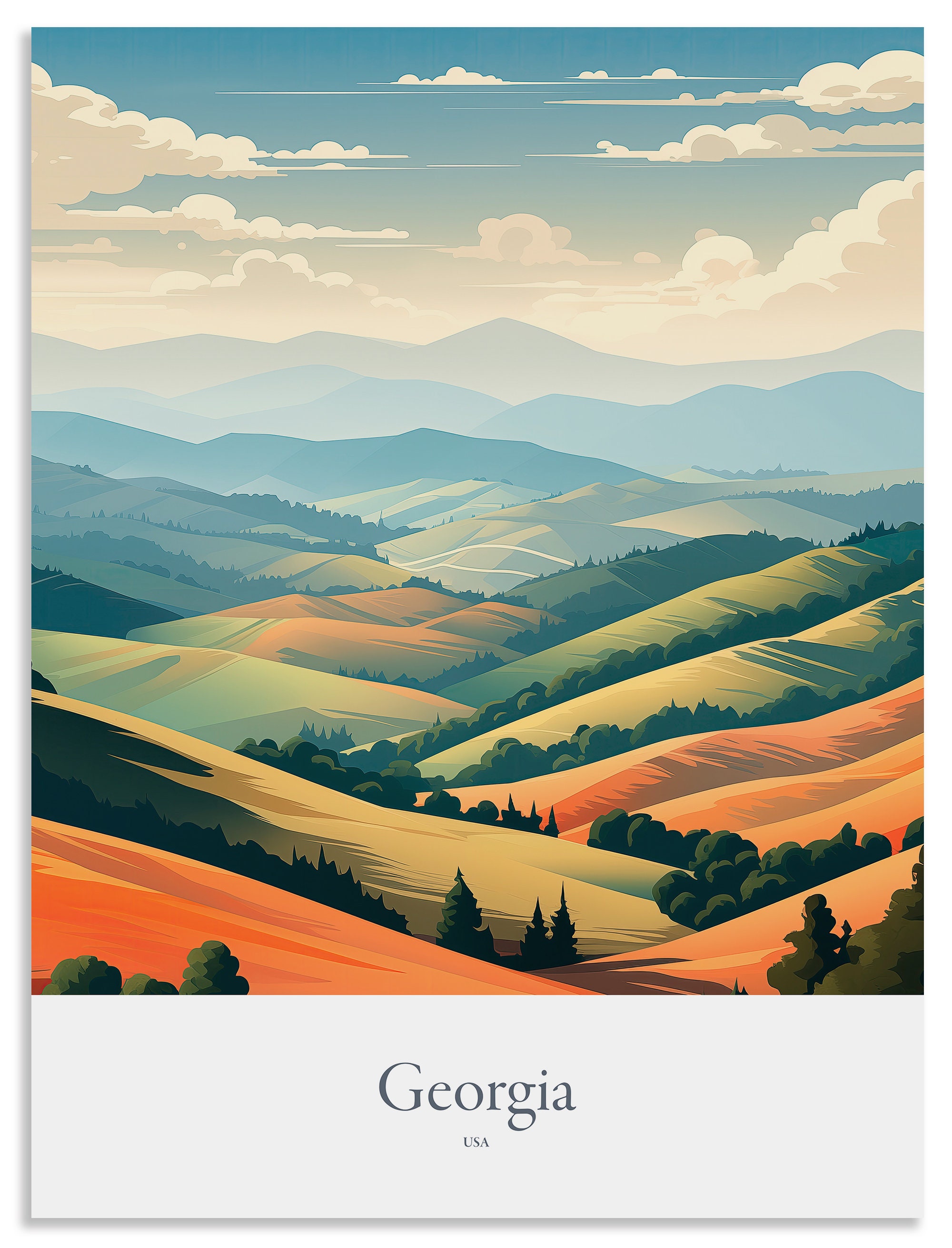 Georgia Print Georgia Poster Georgia Gift USA Souvenir Georgia Wall Art ...