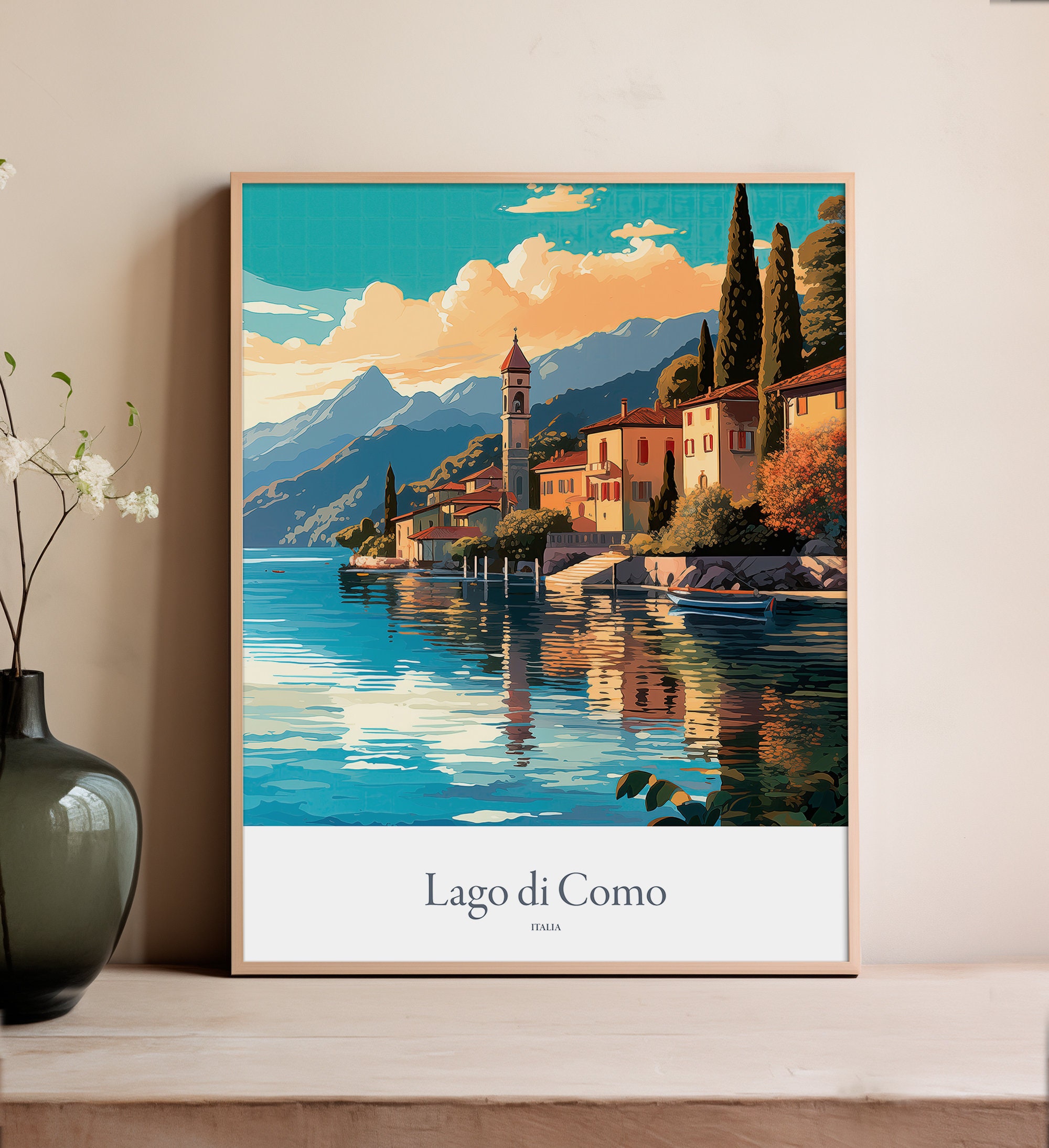 Lake Como Print Lake Como Poster Lake Como Gift Italy Souvenir - Etsy