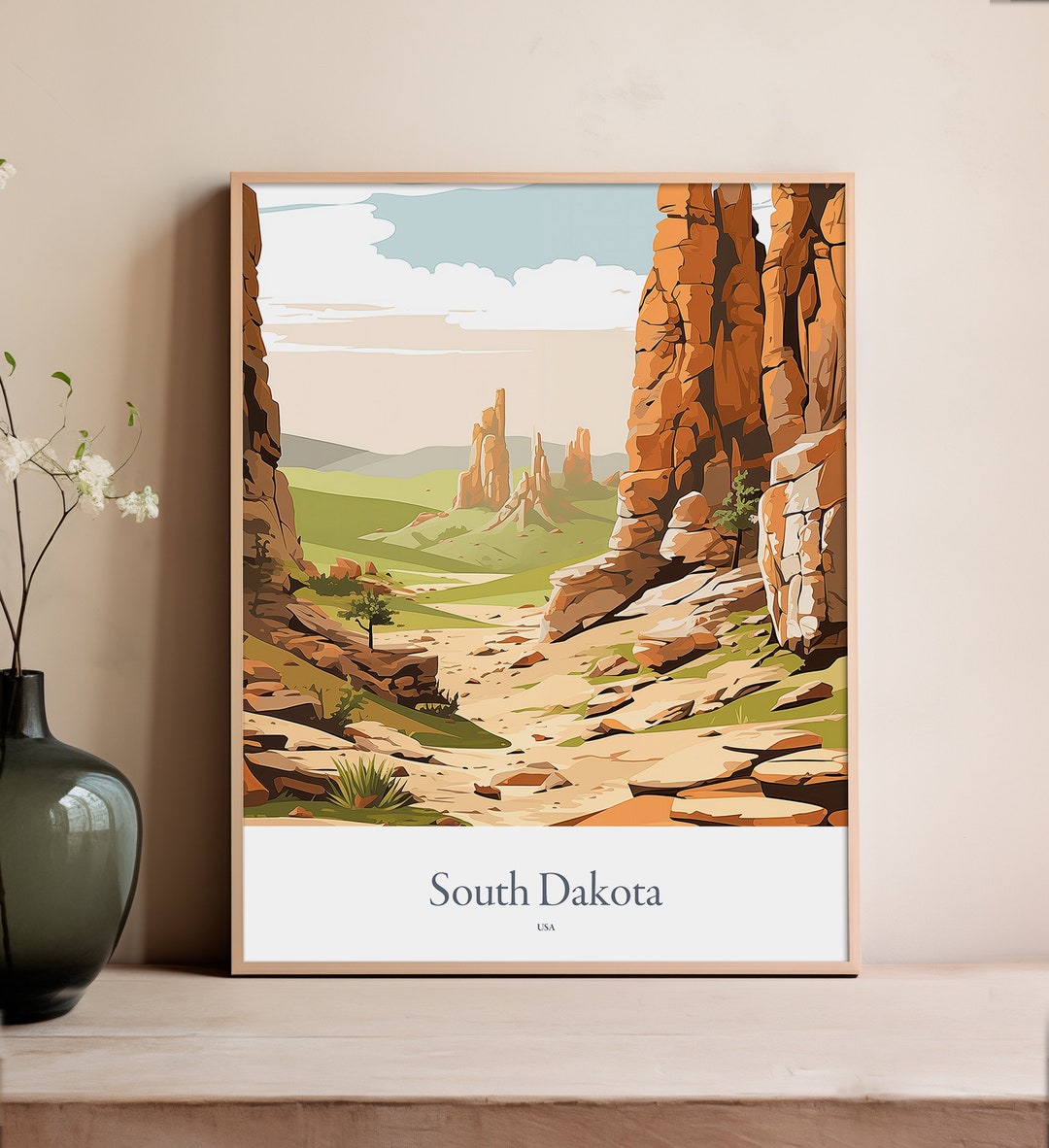 South Dakota Print South Dakota Poster South Dakota Gift USA Souvenir ...