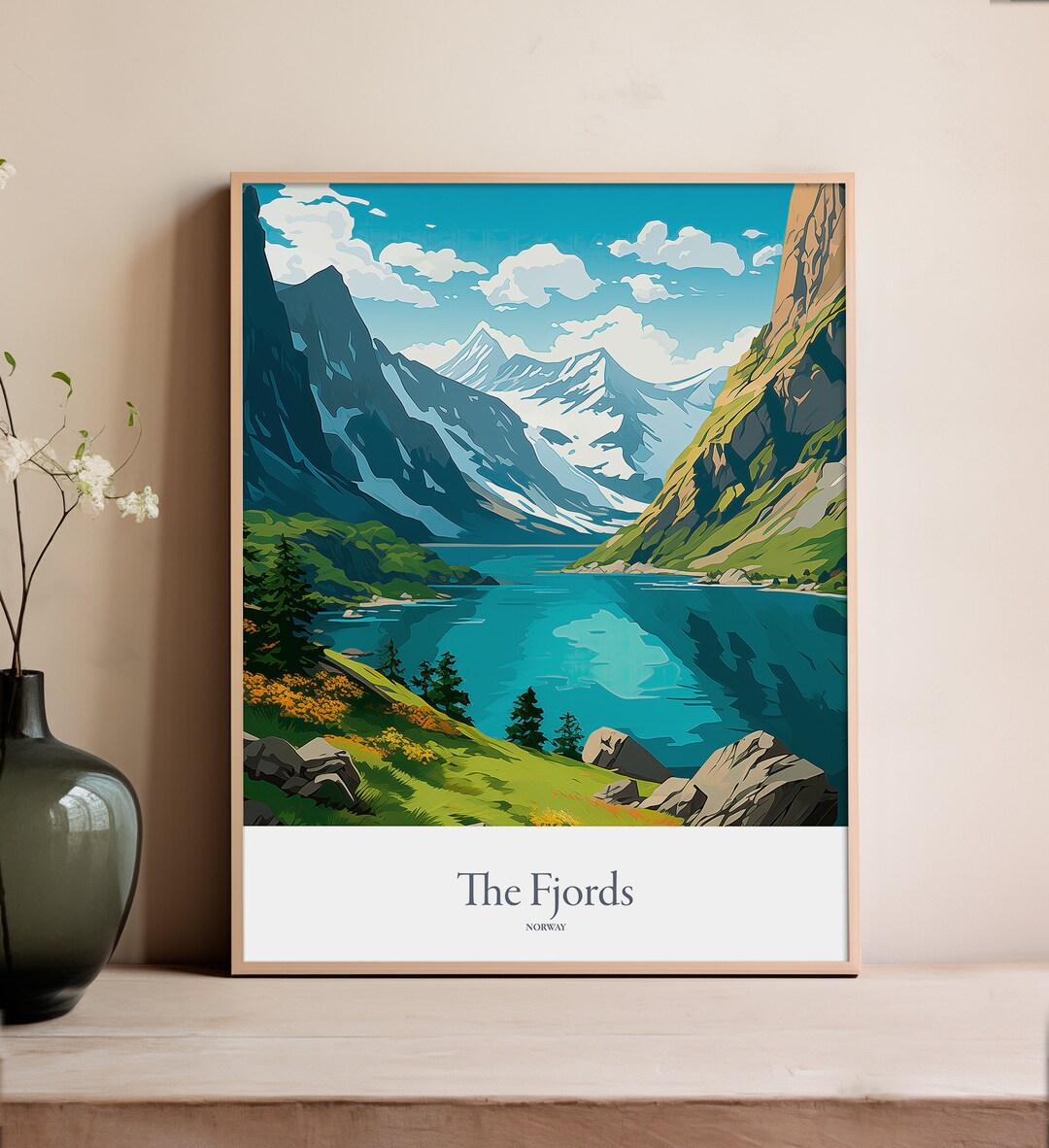 Fjords Print Fjords Poster Fjords Gift Norway Souvenir Fjords Wall Art ...