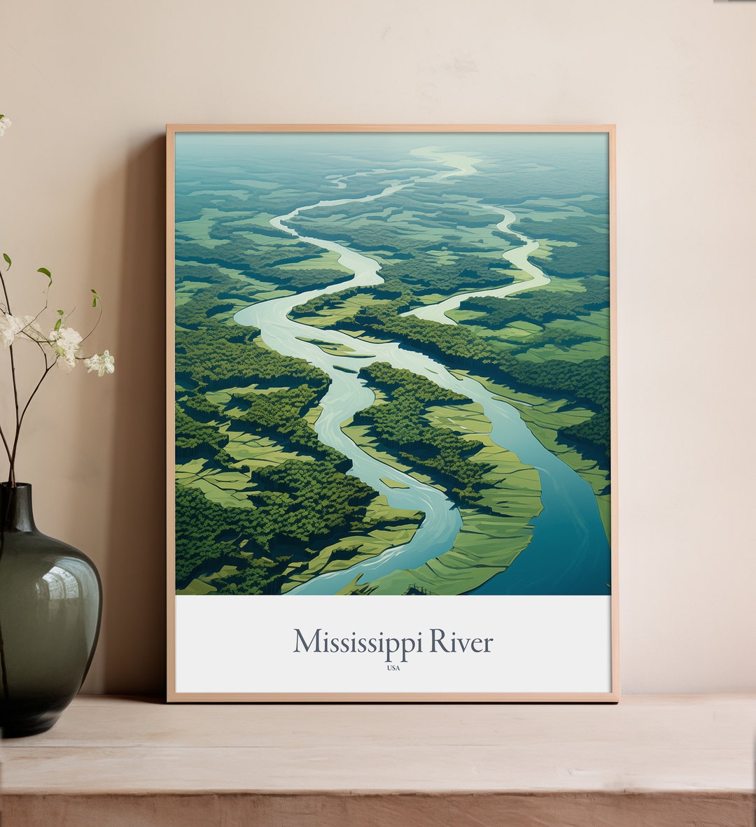 Mississippi River Print Mississippi Poster Mississippi River Gift USA ...