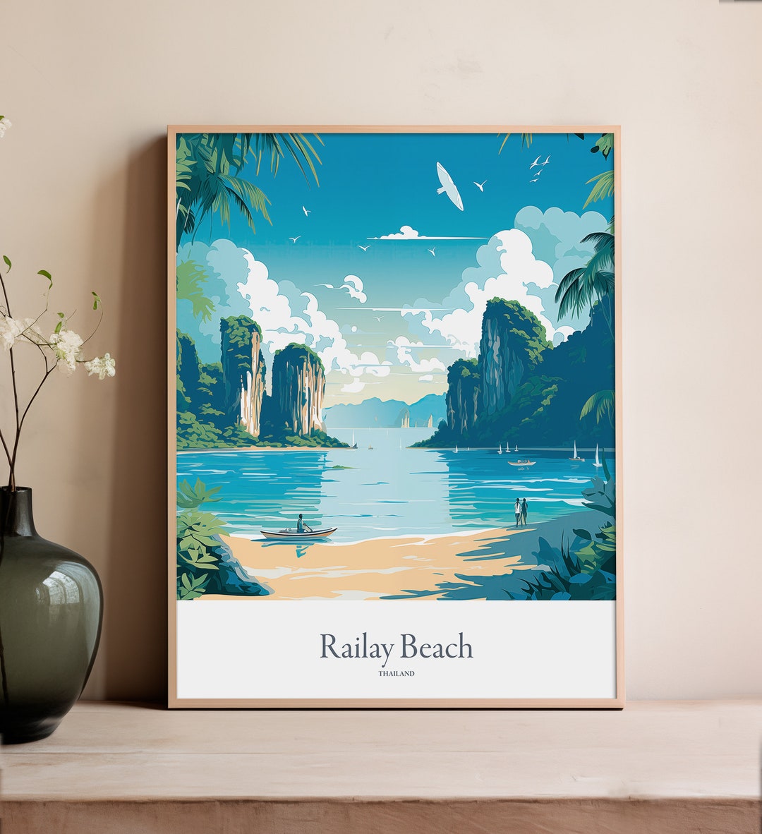 Railay Beach Print Railay Beach Poster Railay Beach Gift Thailand ...