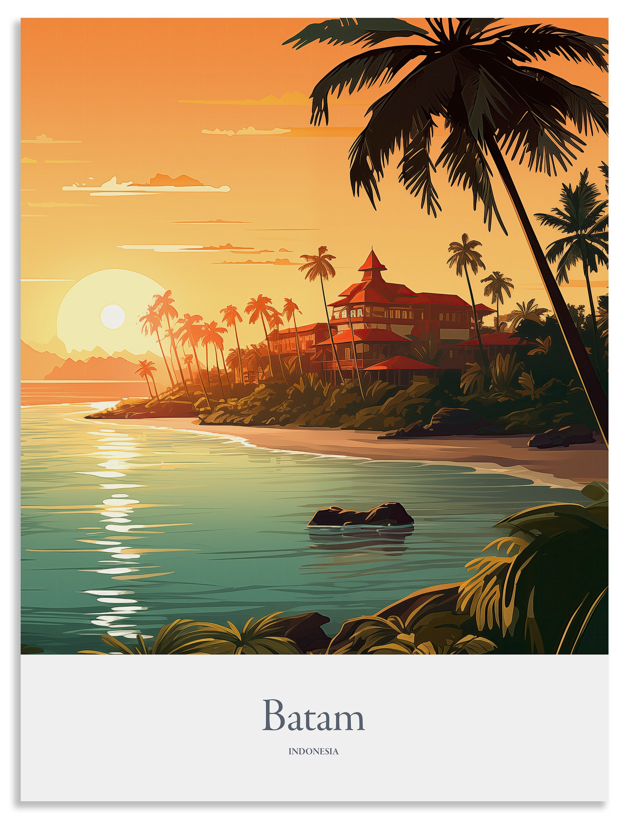 Batam Print Batam Poster Batam Gift Indonesia Souvenir Batam Wall Art ...