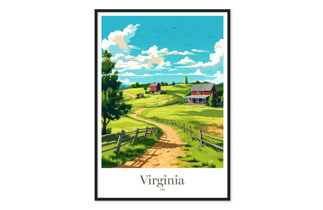 Virginia Poster USA Travel Poster Virginia Wall Decor USA Wall Art ...