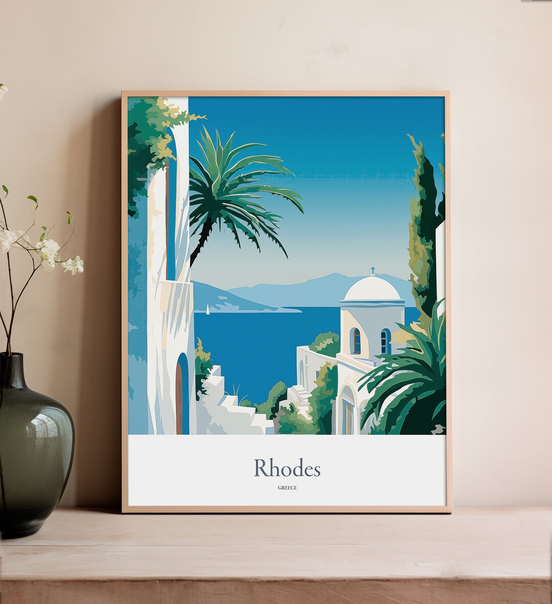 Rhodes Print Rhodes Poster Rhodes Gift Greece Souvenir Rhodes Wall Art ...