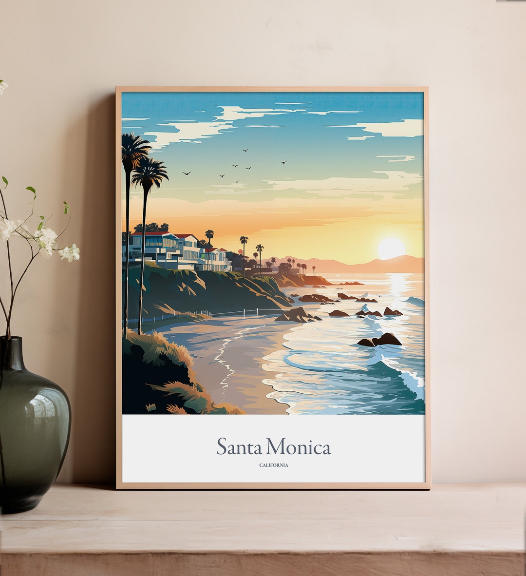 Santa Monica Print Santa Monica Poster Santa Monica Gift California ...