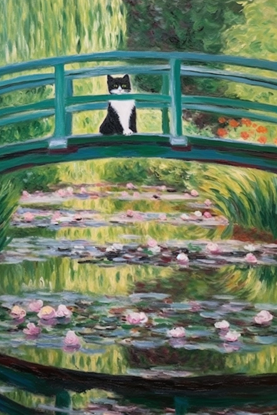 Clawed Monet Water Lilies Cat Print, Claude Monet Lily Cat Print, Cat ...