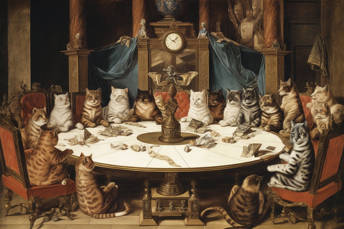 Noble Cats of the Round Table | Hi-res 300dpi | Digital Prints - Etsy