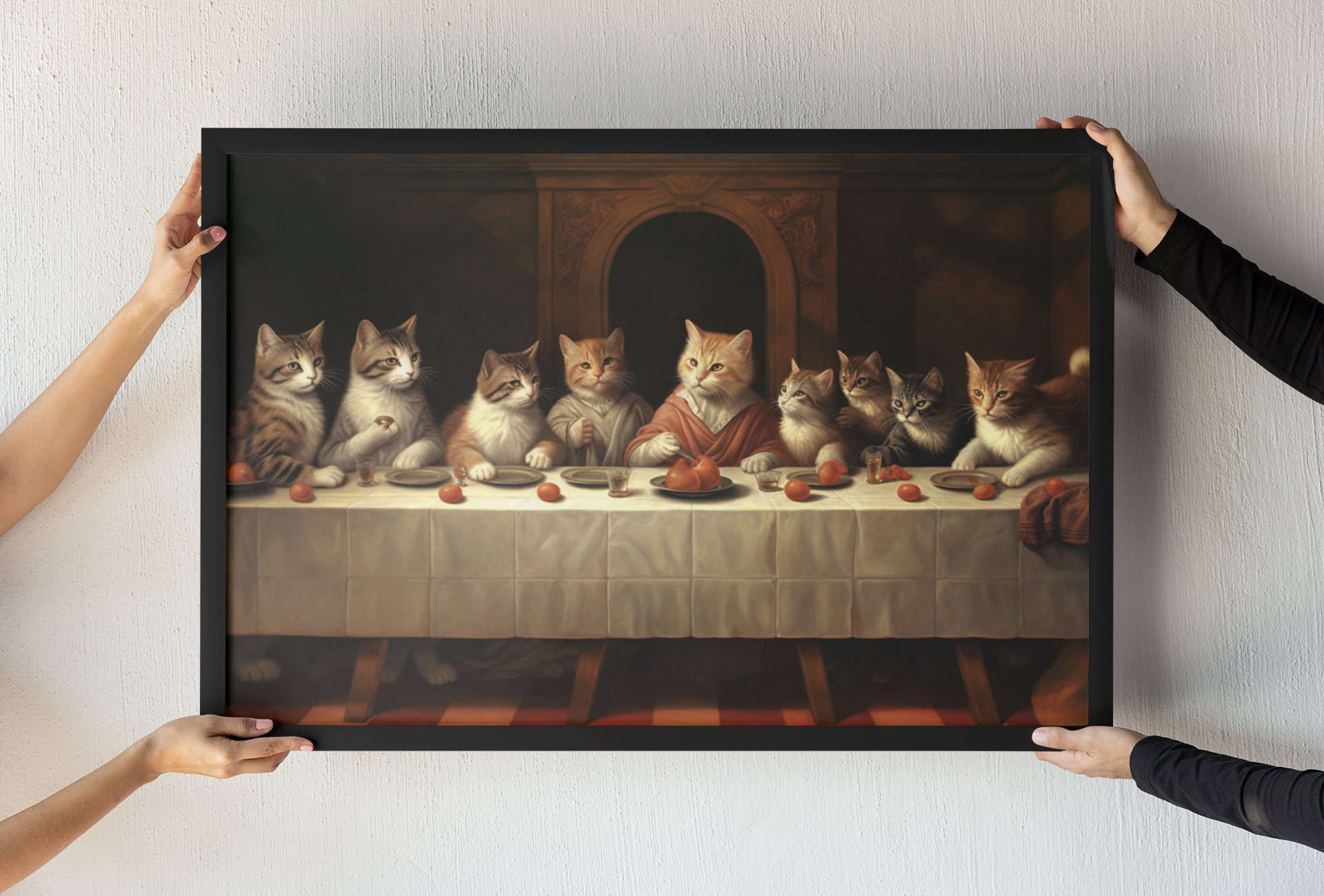 Cats Last Supper Wall Art Decor, Funny Cats, Art Gift, Historic Print ...