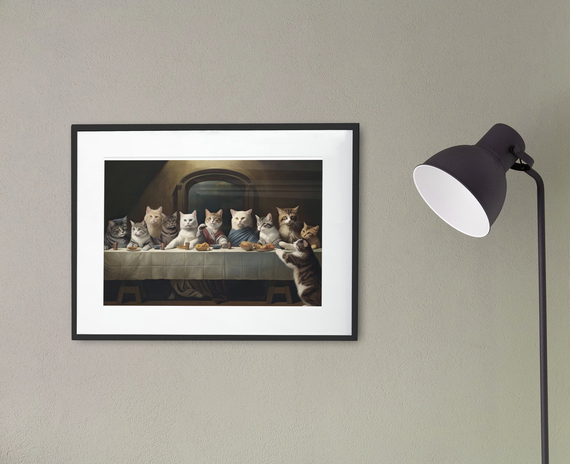 Cats Last Supper V2 Wall Art Decor, Funny Cats, Art Gift, Historic ...