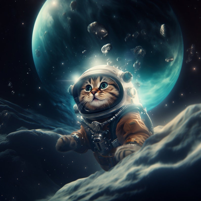 Kitten Space Explorer Community Well Respected Cats Wall Art Decor ...