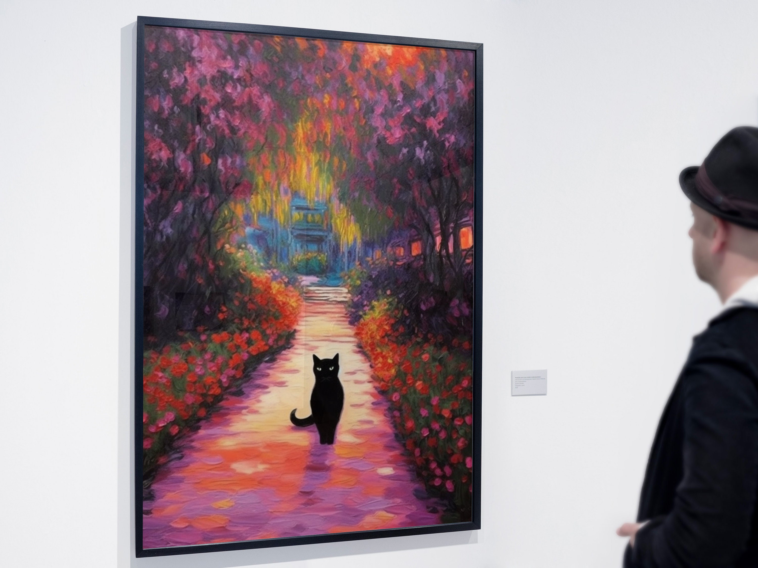 Clawed Monet Garden Cat Print, Claude Monet Flowers Cat Print, Cat Art ...