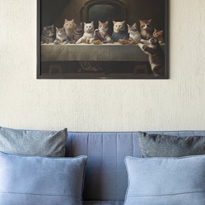 Cats Last Supper V2 Wall Art Decor, Funny Cats, Art Gift, Historic ...