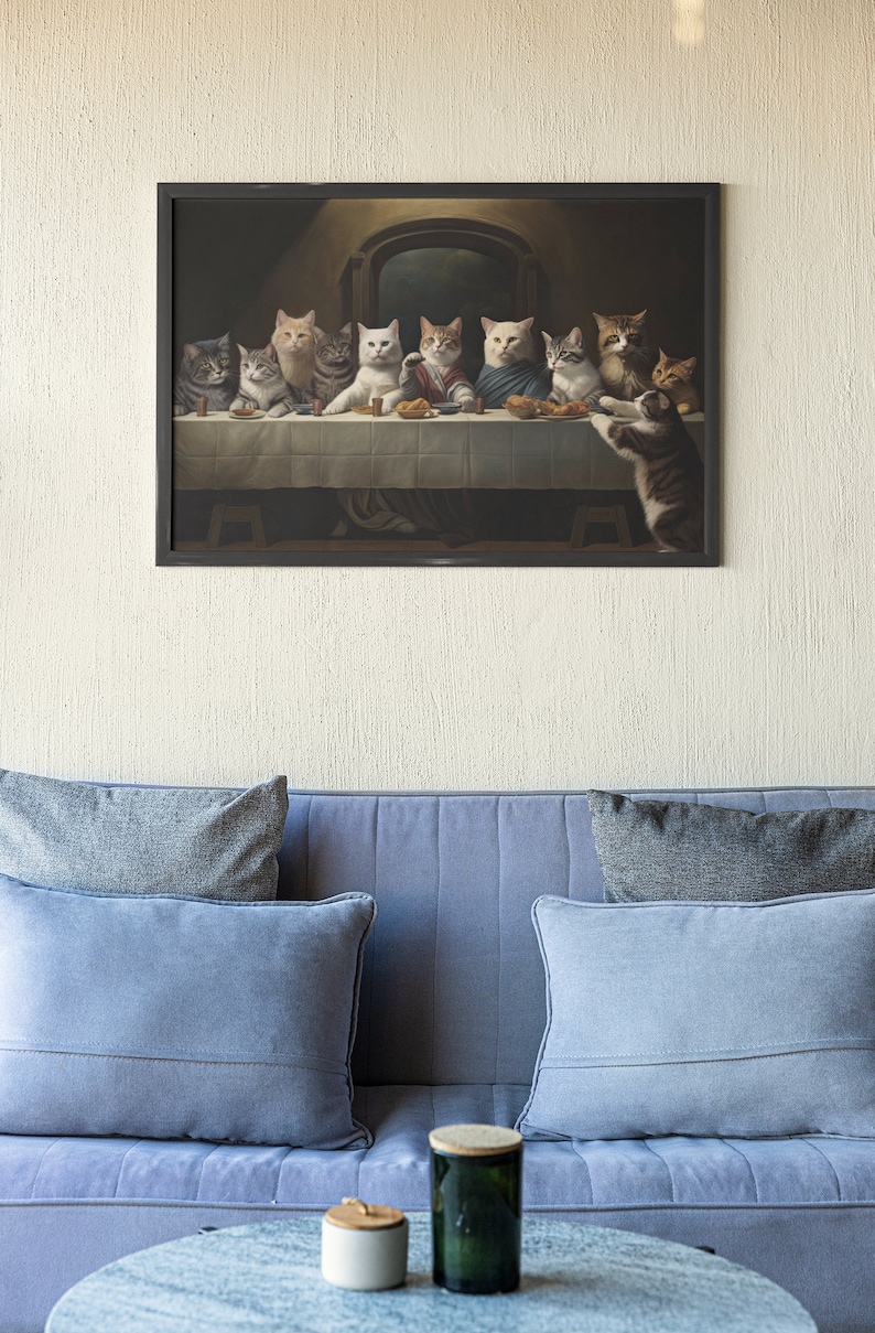 Cats Last Supper V2 Wall Art Decor, Funny Cats, Art Gift, Historic ...