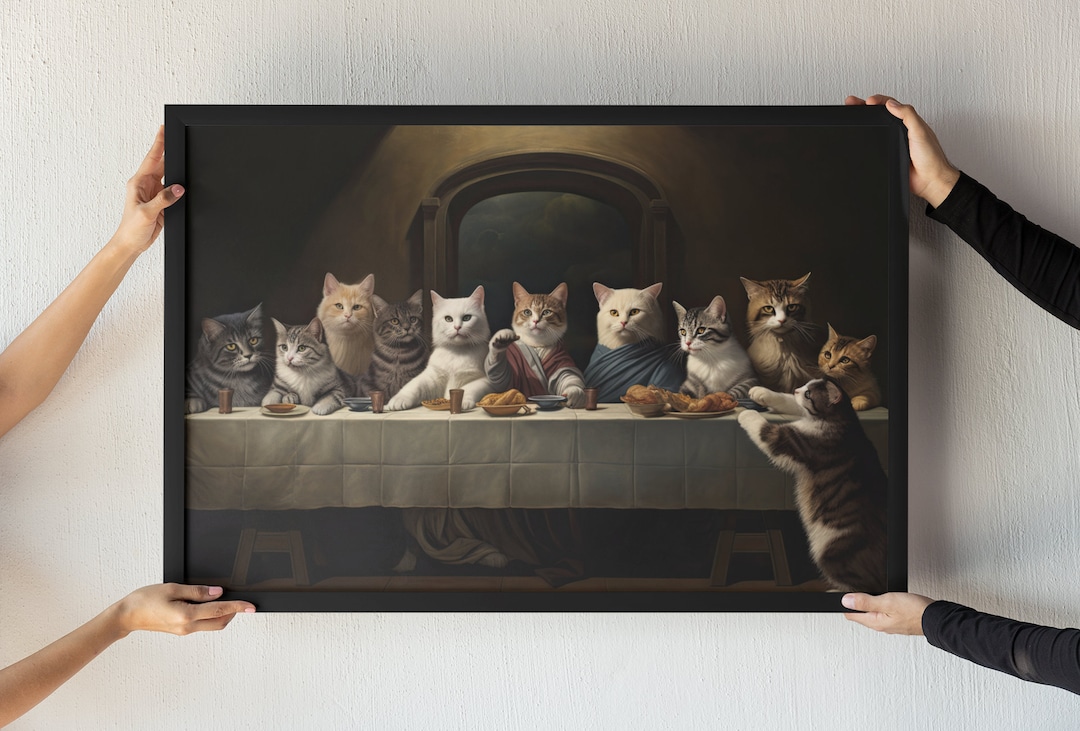 Cats Last Supper V2 Wall Art Decor, Funny Cats, Art Gift, Historic ...
